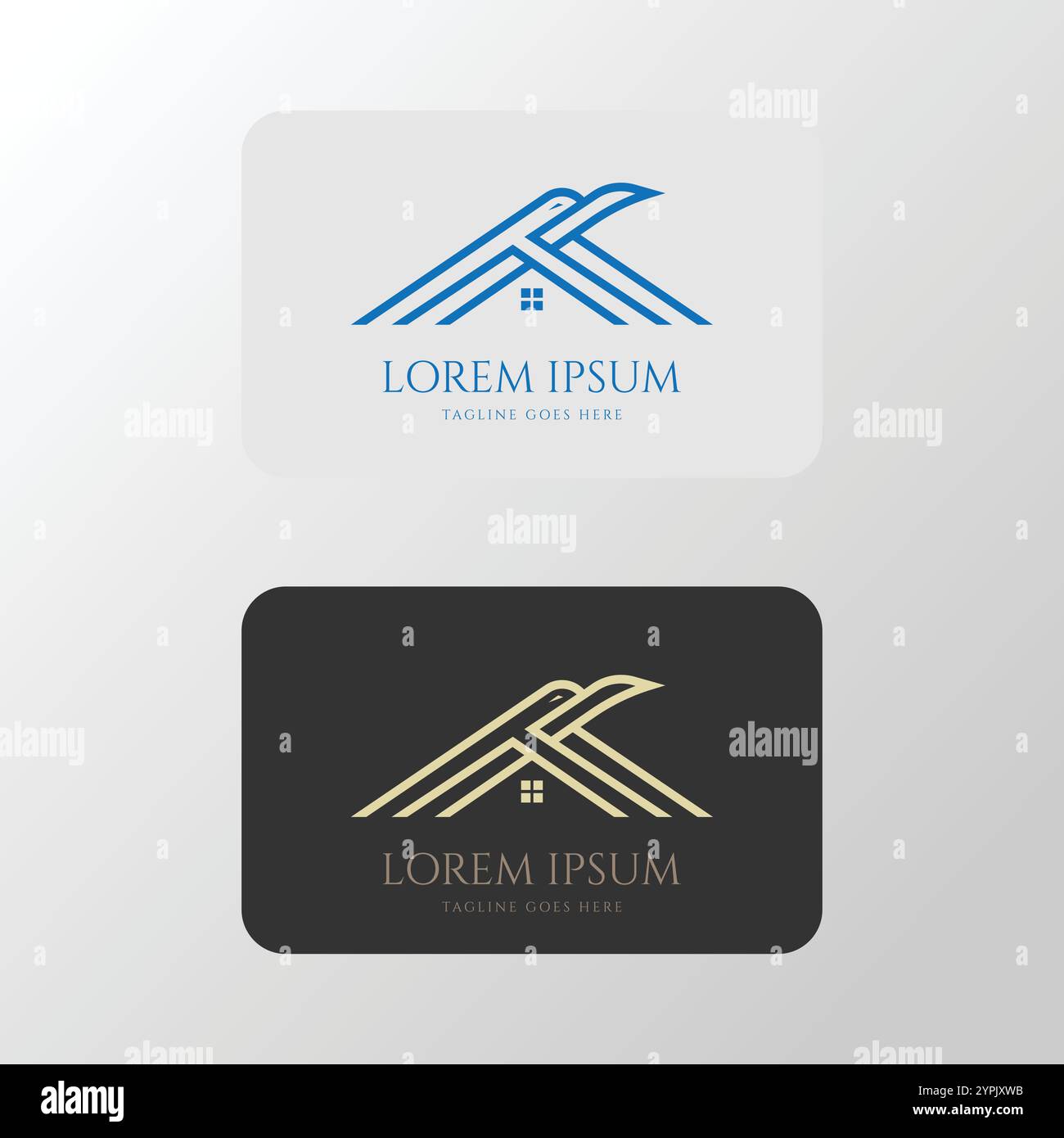 Eagle Hawk Falcon Line Monogram House for Real Estate Logo Design ...