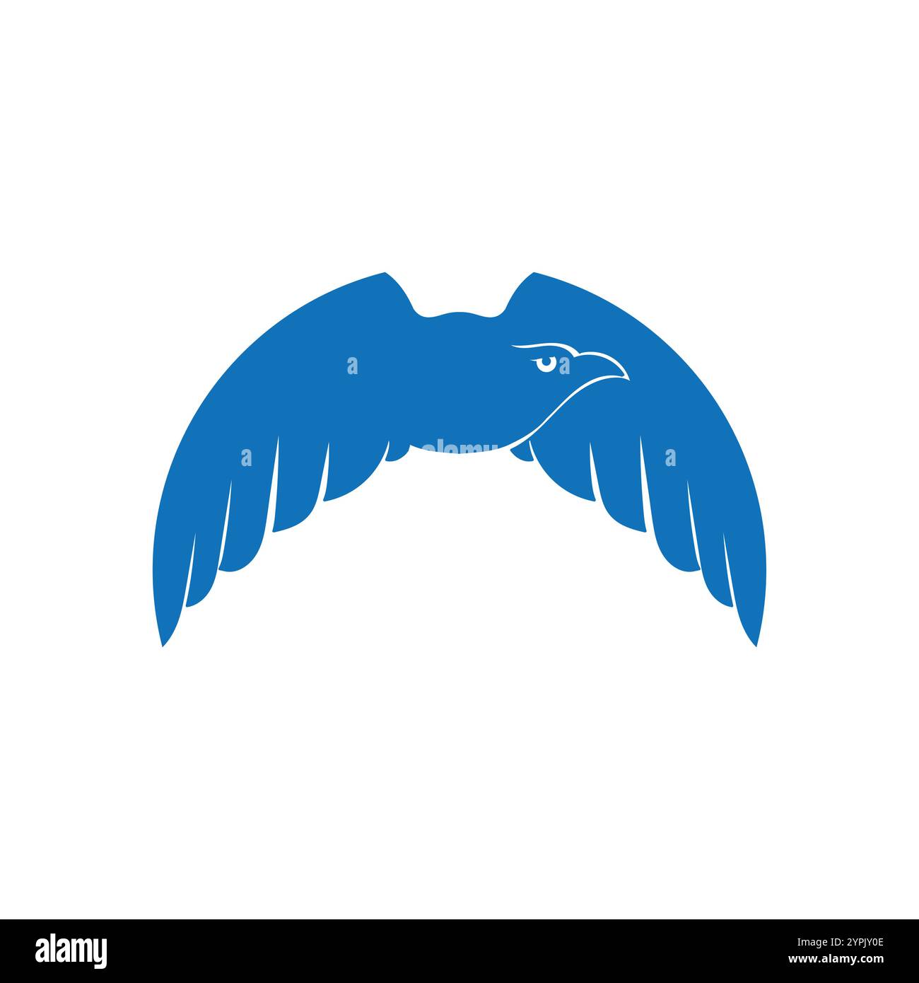 Eagle Falcon Hawk Badge Emblem with Spread Wings and Ribbon Logo Design ...