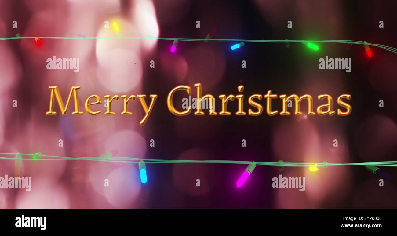 Image of merry christmas text and fairy lights background Stock Photo ...