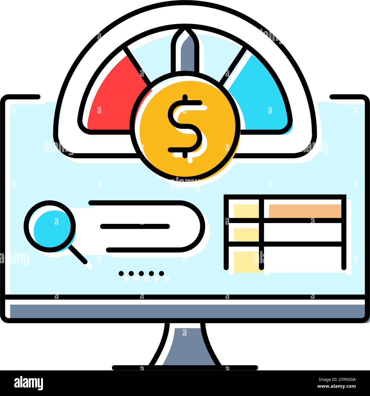 credit score monitoring budget planning color icon vector illustration ...