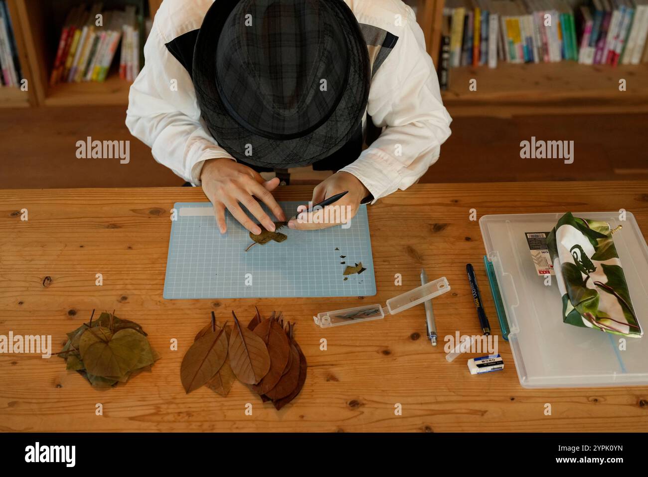 Japanese leaf-cutting artist, who goes by the name Lito, cuts a leaf ...
