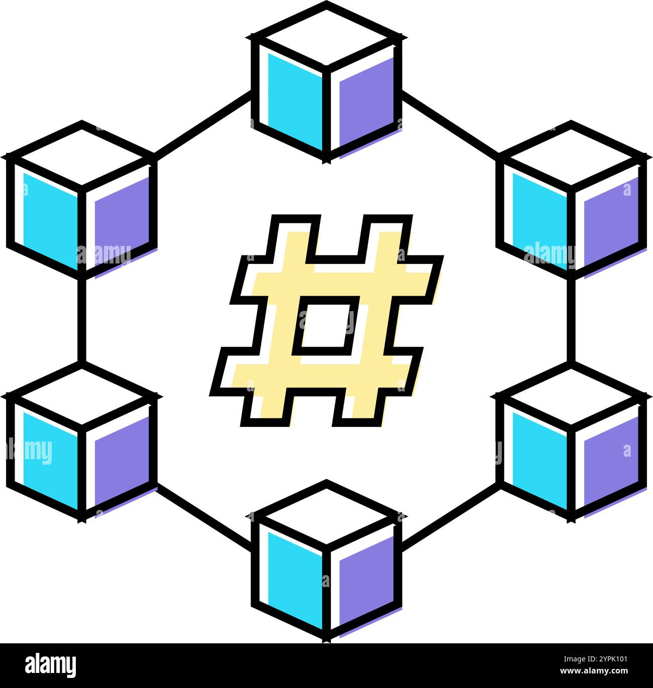 hash rate cryptocurrency mining color icon vector illustration Stock ...