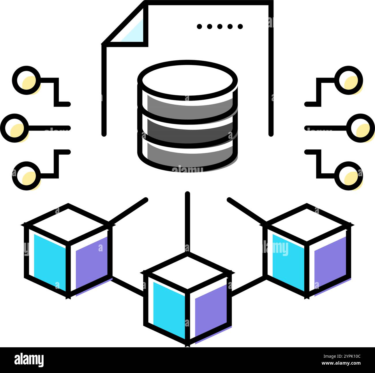 blockchain ledger cryptocurrency mining color icon vector illustration ...
