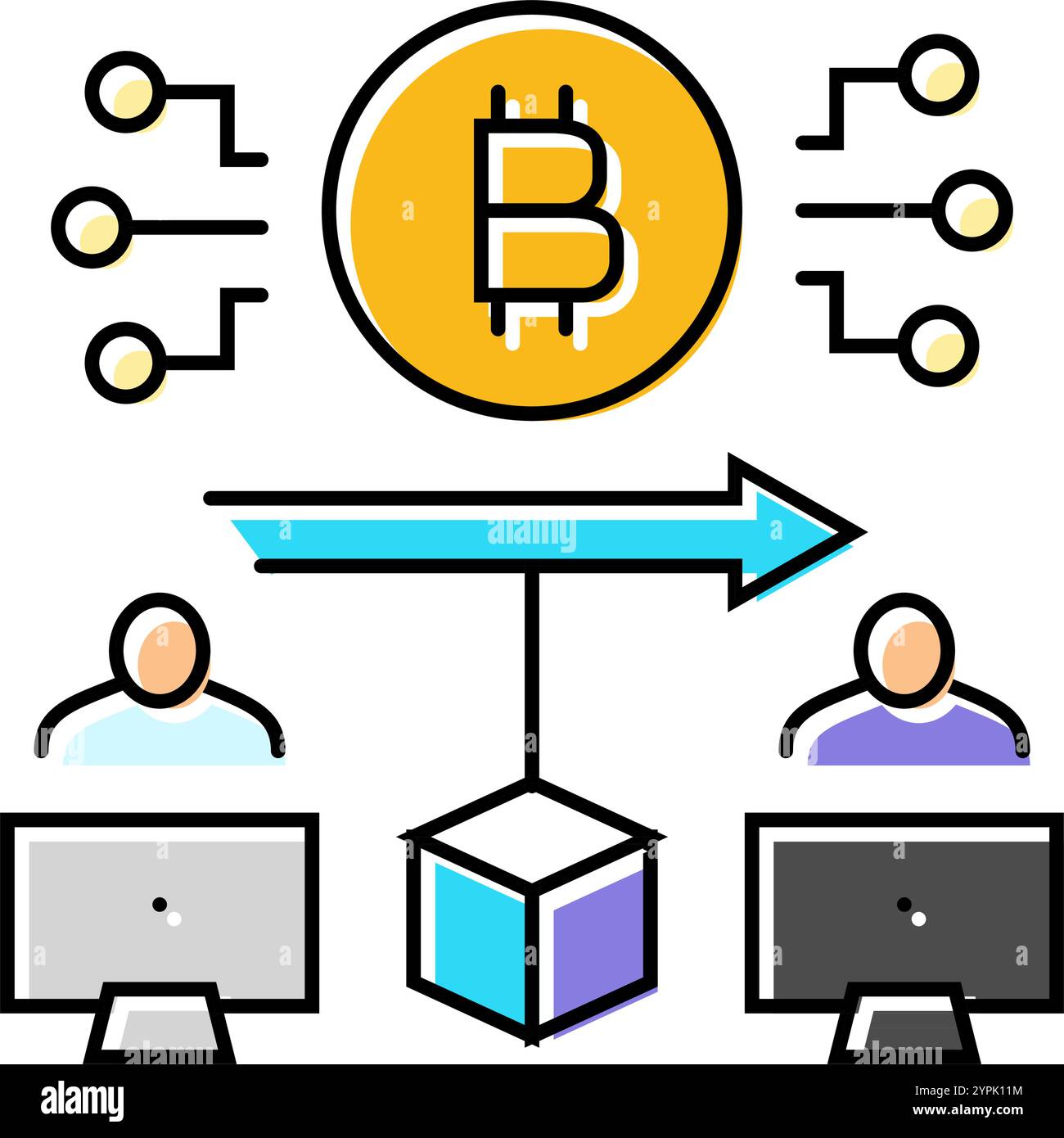 blockchain transaction cryptocurrency mining color icon vector ...