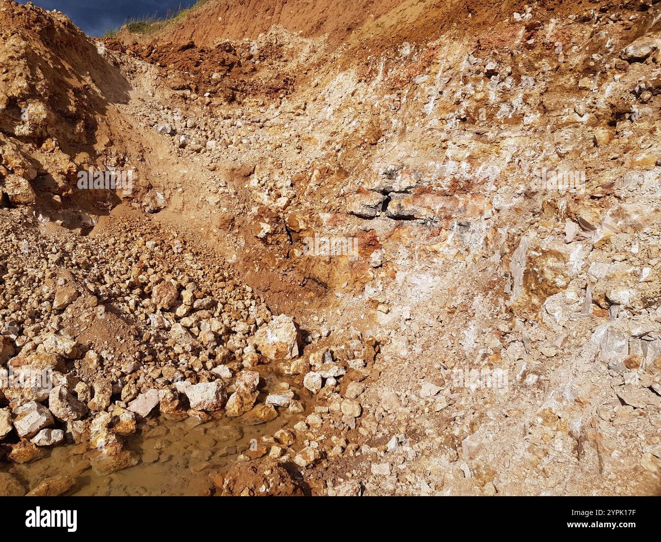 View of a small stone quarry for the extraction of limestone aggregate ...