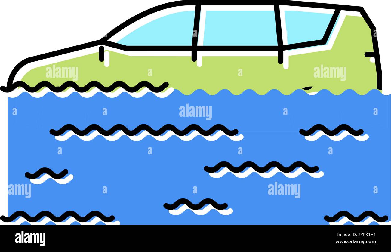 flooded car disaster color icon vector illustration Stock Vector Image ...