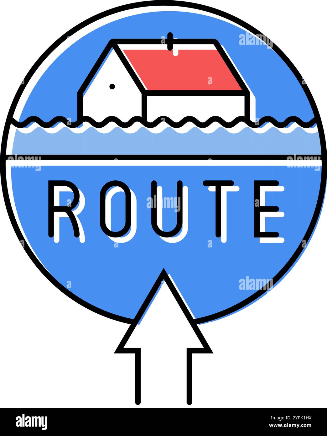 evacuation route disaster color icon vector illustration Stock Vector ...