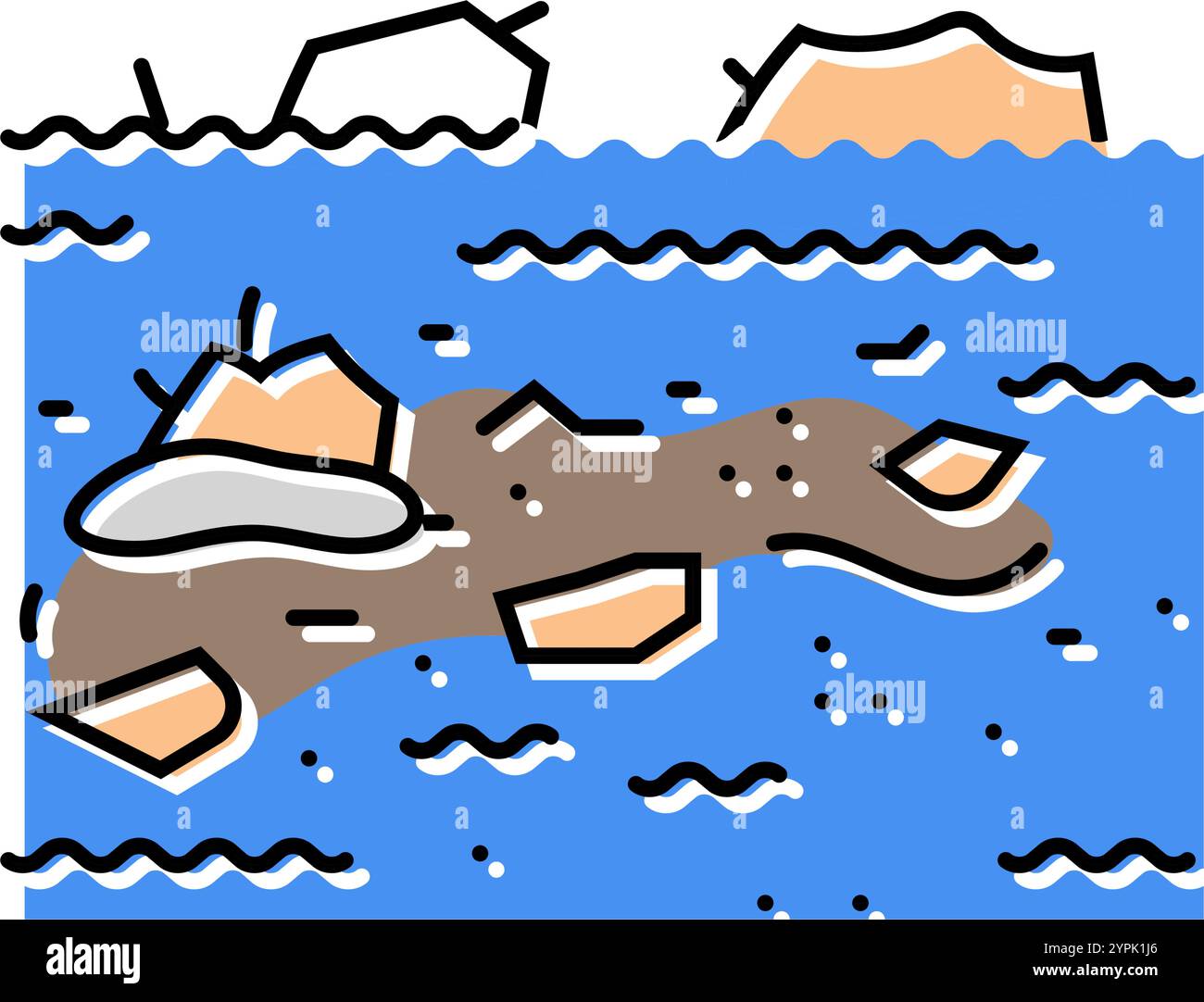 floodwater with debris color icon vector illustration Stock Vector ...