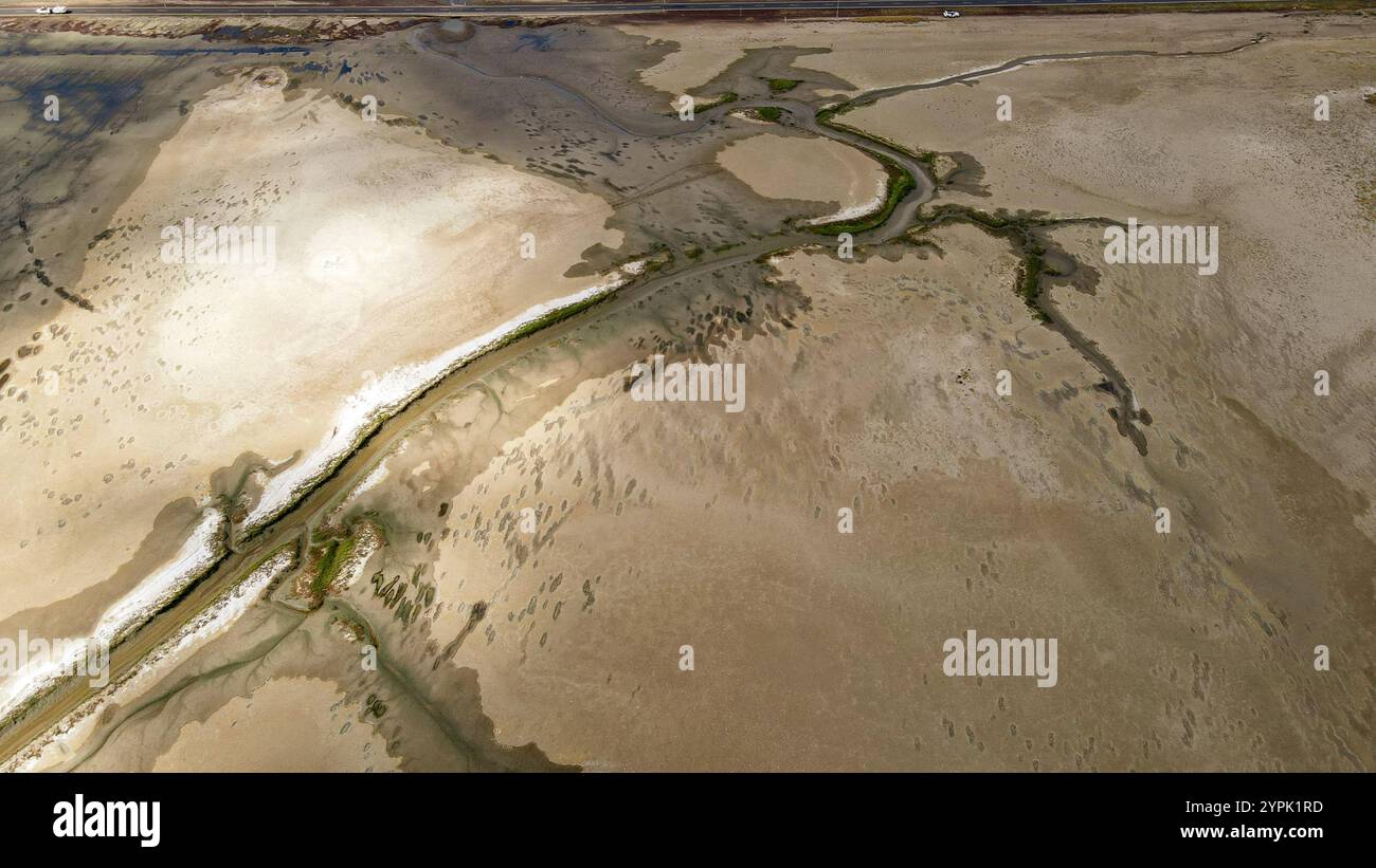 Aerial View of Salt Flats with Tidal Channel Stock Photo - Alamy