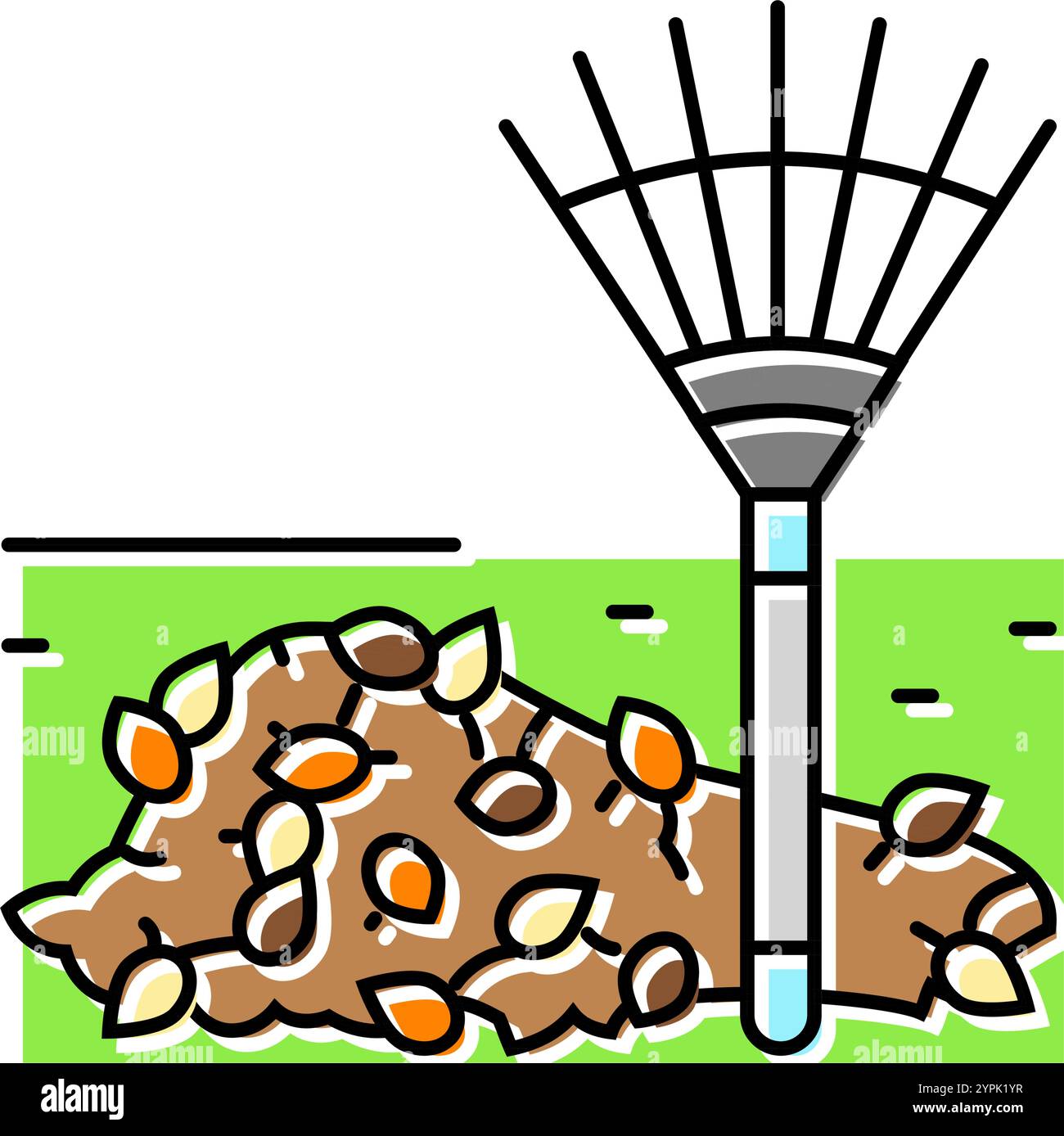 leaf raking garden maintenance color icon vector illustration Stock ...