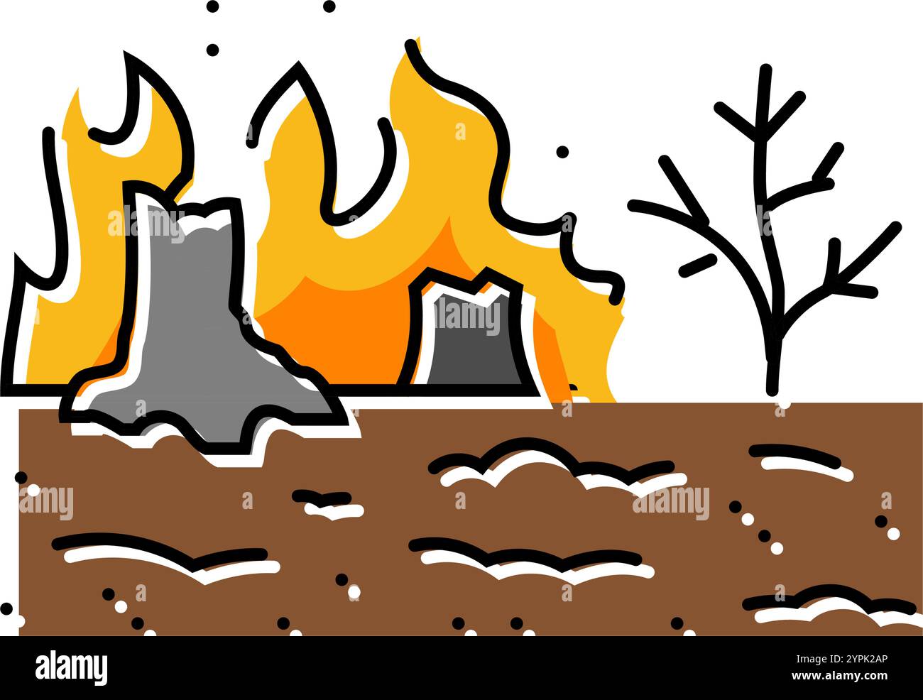 scorched earth wildfire disaster color icon vector illustration Stock ...