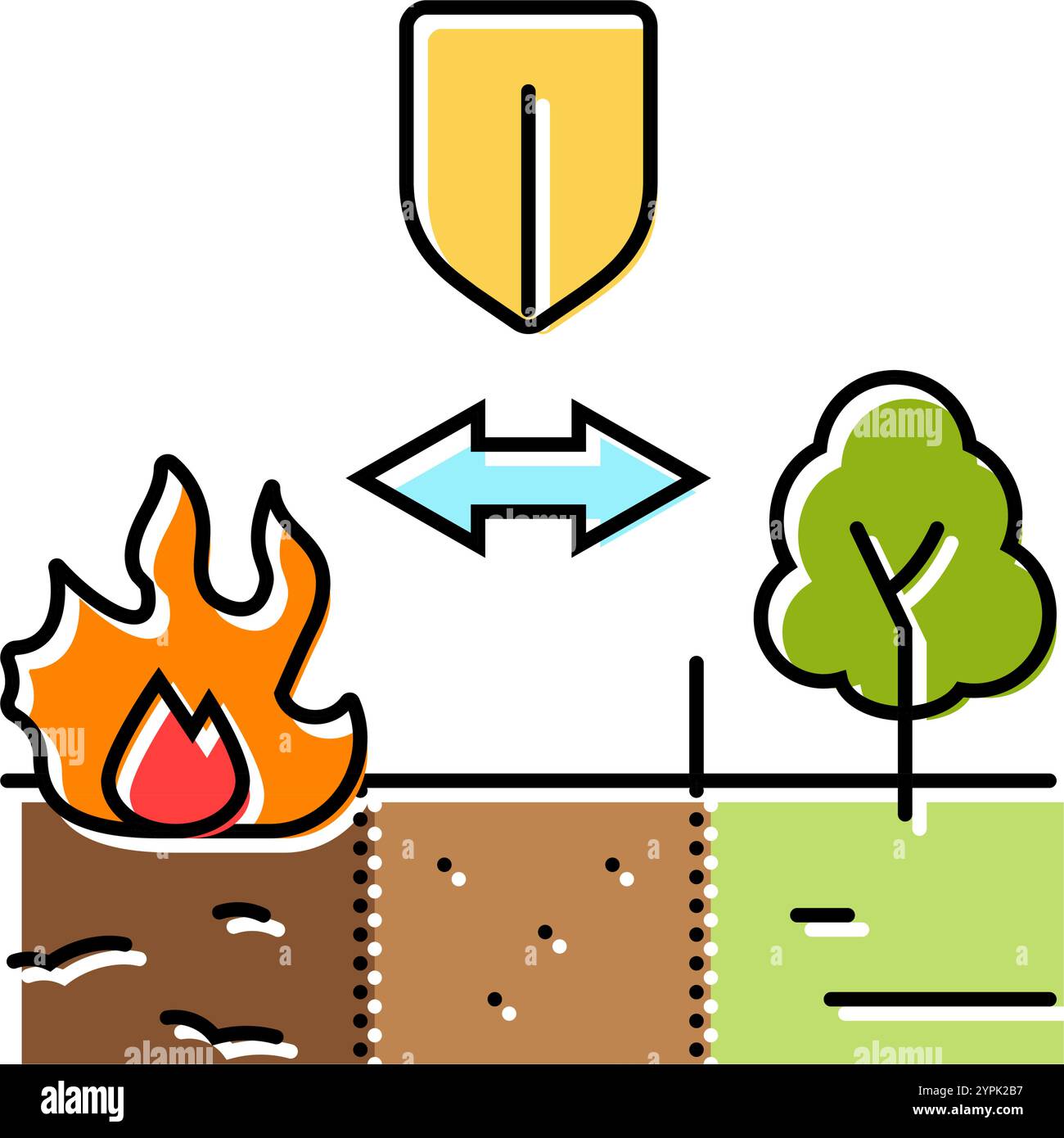 firebreak line wildfire disaster color icon vector illustration Stock ...