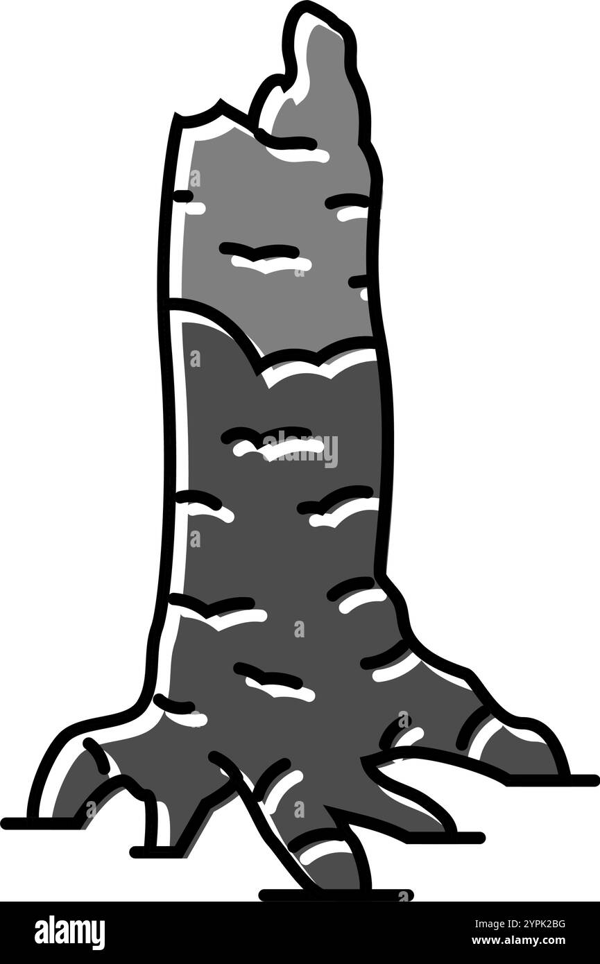 charred tree trunk wildfire disaster color icon vector illustration ...