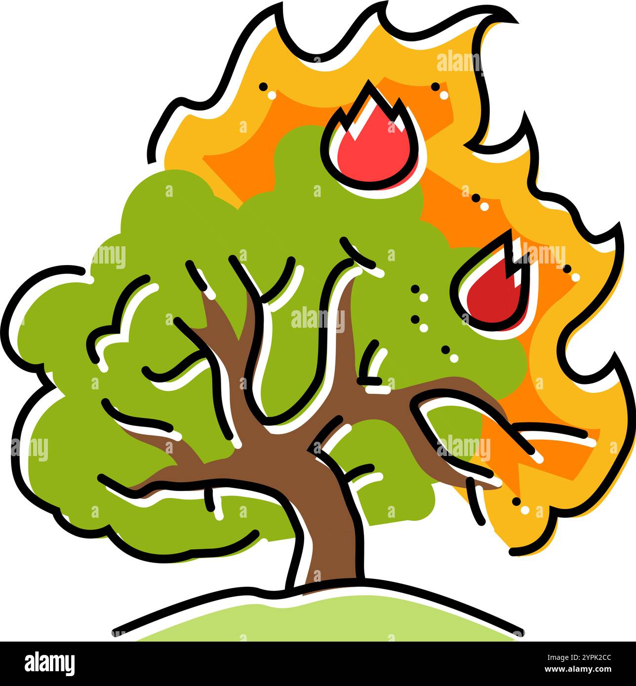 burning bush wildfire disaster color icon vector illustration Stock ...