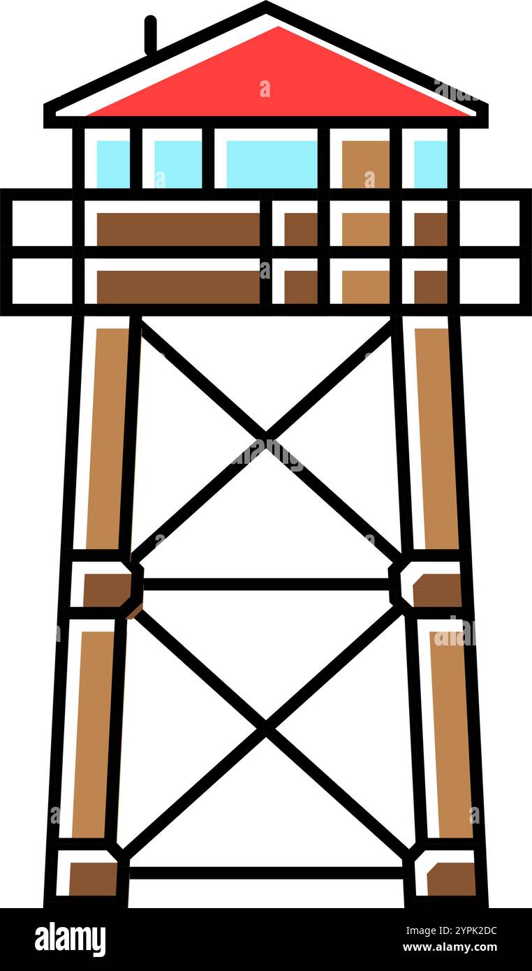 firewatch tower wildfire disaster color icon vector illustration Stock ...