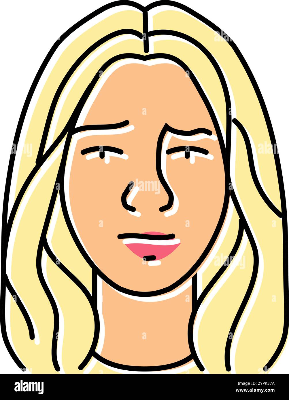 worry woman expression color icon vector illustration Stock Vector ...