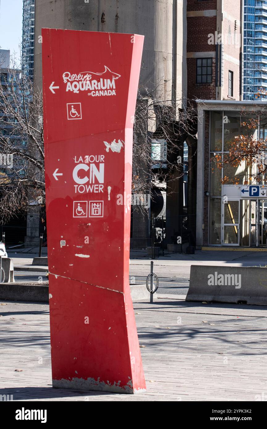 Directional sign to Ripley's Aquarium and CN Tower on Bremner Boulevard ...