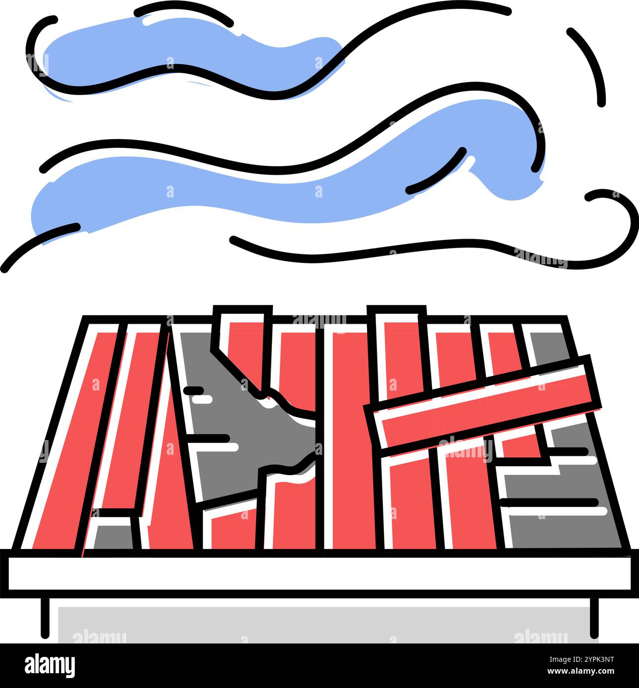 damaged roof hurricane disaster color icon vector illustration Stock ...