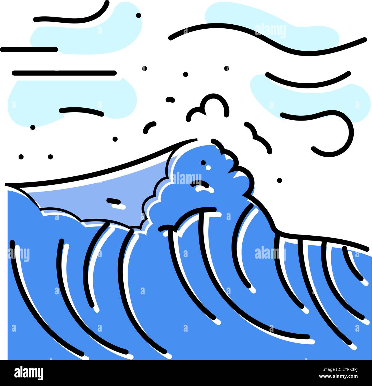 high waves hurricane disaster color icon vector illustration Stock ...