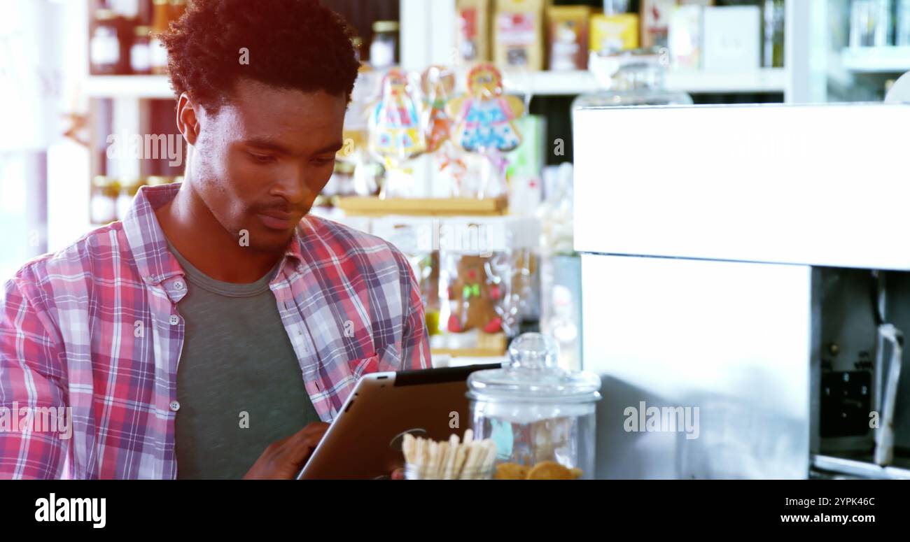 4k man using tablet device hi-res stock photography and images - Alamy