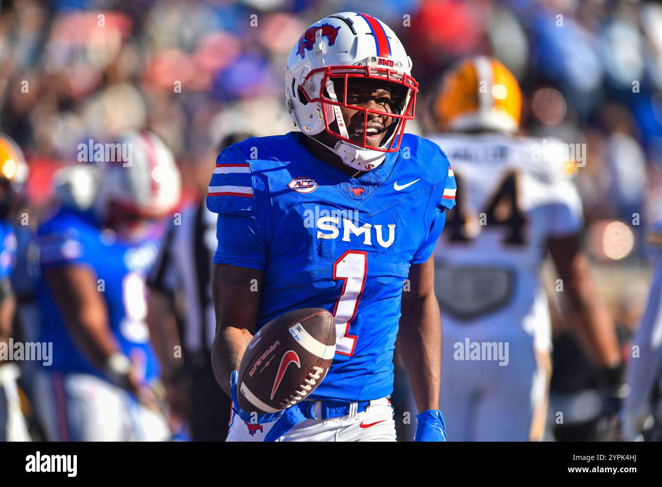 November 30, 2024: SMU Mustangs running back Brashard Smith celebrates ...