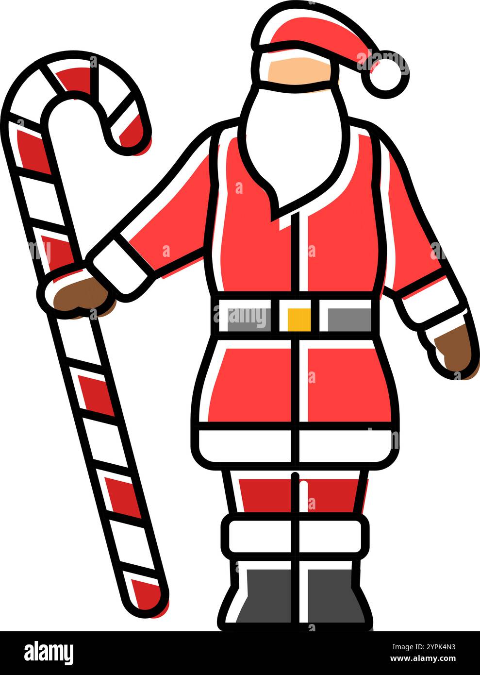 santa claus holding a candy cane color icon vector illustration Stock ...