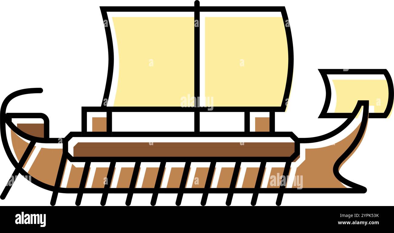 quinquereme ancient ship color icon vector illustration Stock Vector ...