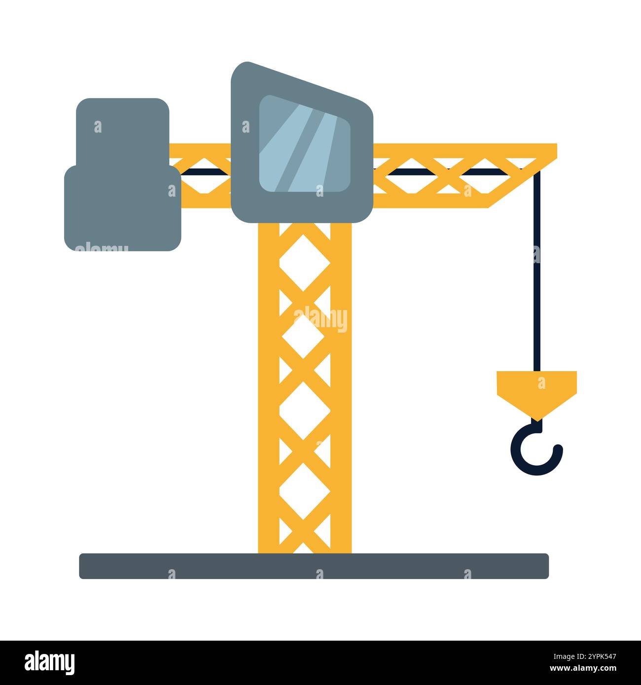 Illustration of a construction crane with a tall tower and horizontal ...