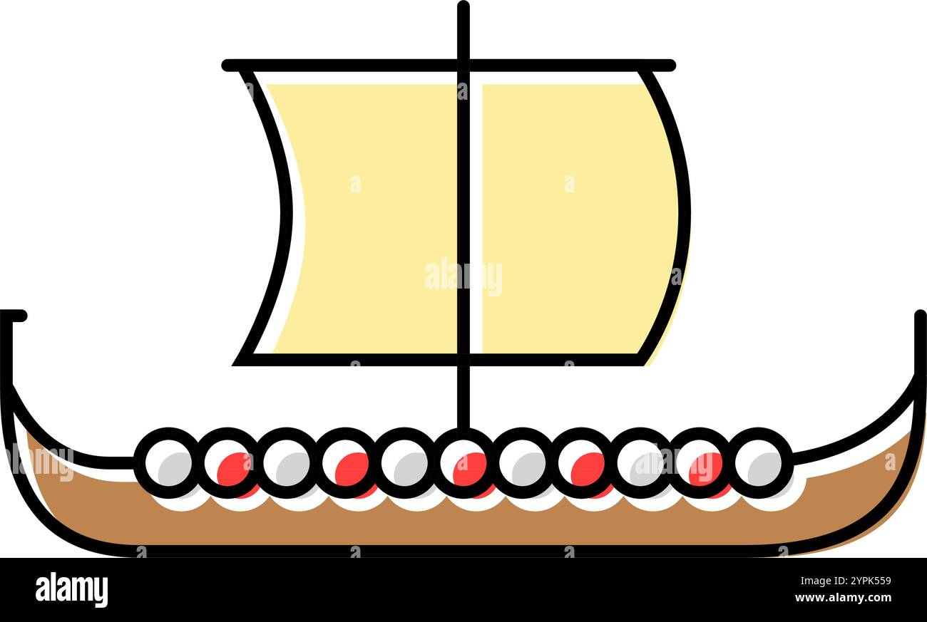 longship ancient ship color icon vector illustration Stock Vector Image ...