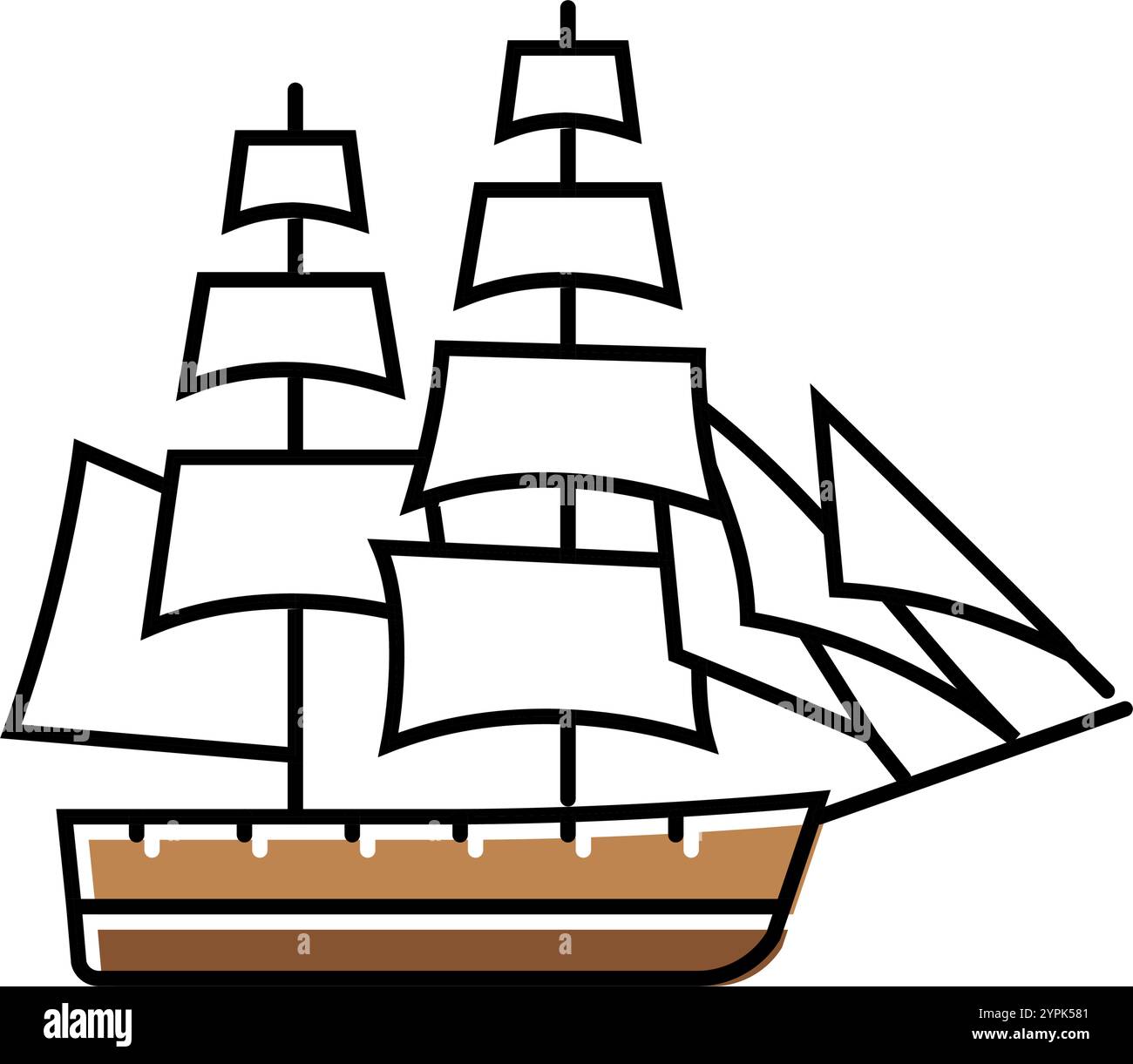 brigantine ancient ship color icon vector illustration Stock Vector ...