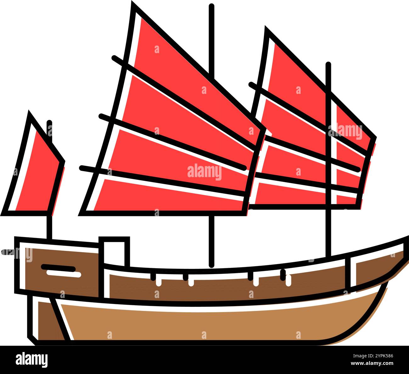 junk ancient ship color icon vector illustration Stock Vector Image ...