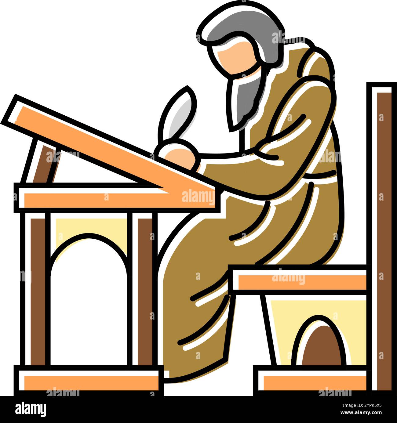 monk scribe byzantine color icon vector illustration Stock Vector Image ...