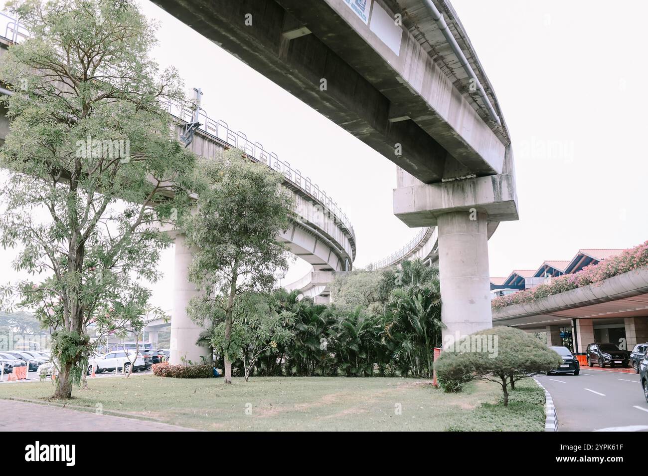 Jakarta, November 18, 2024. MRT track crossing above a pedestrian ...