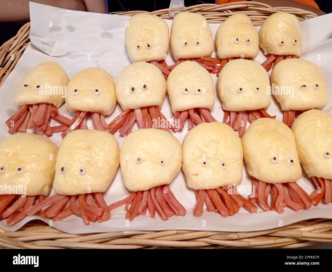 Bizarre street food in a market stall in Thailand using pastry dough ...