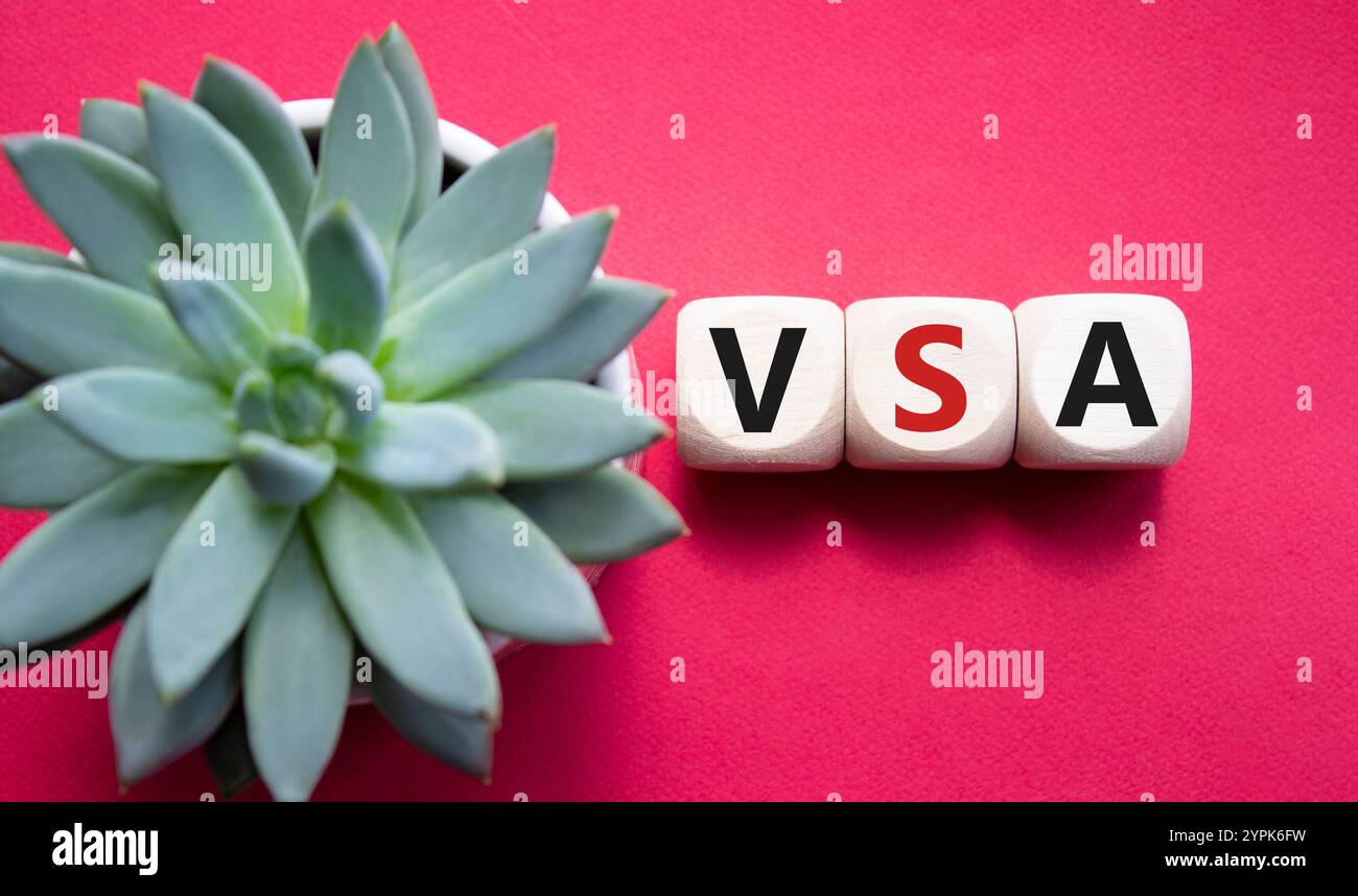 VSA - Volume Spread Analysis symbol. Wooden cubes with word VSA ...
