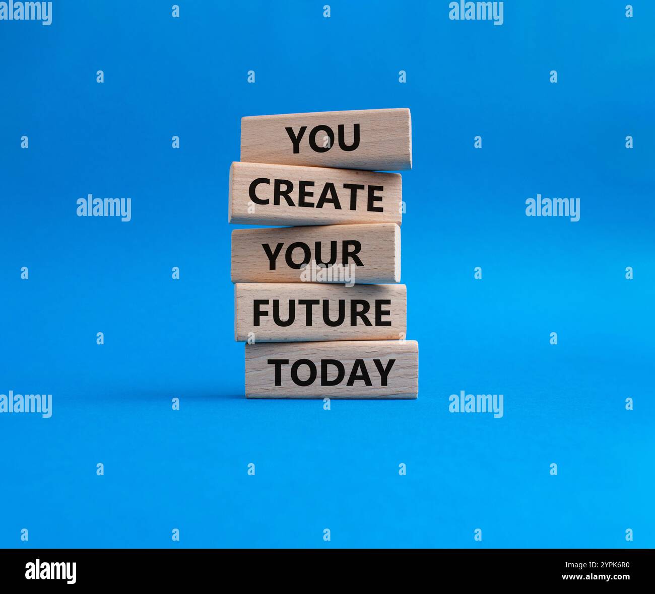 Future and development symbol. Wooden blocks with words You Create your Future today. Beautiful ...
