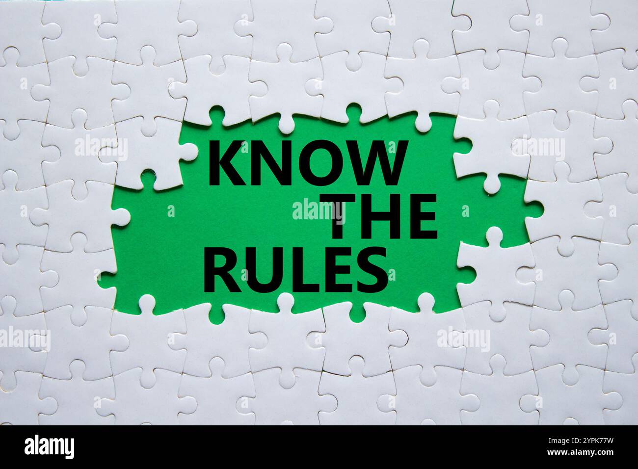 Know the rules symbol. Concept words Know the rules on white puzzle ...