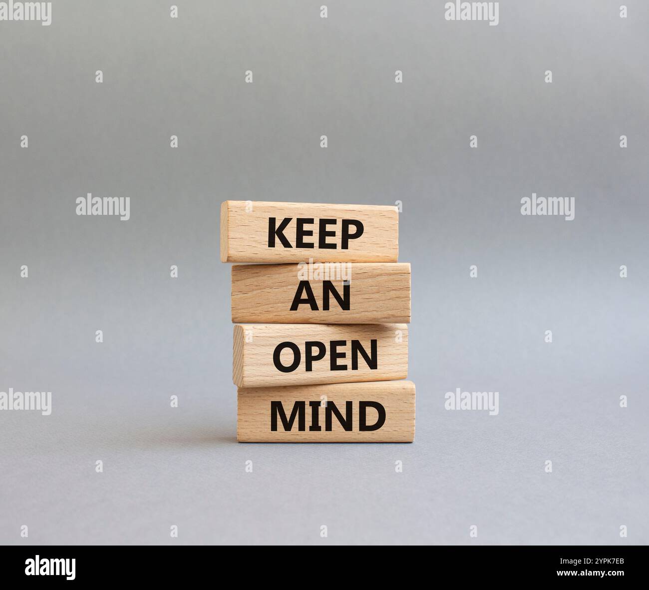 Keep an open mind symbol. Wooden blocks with words Keep an open mind ...