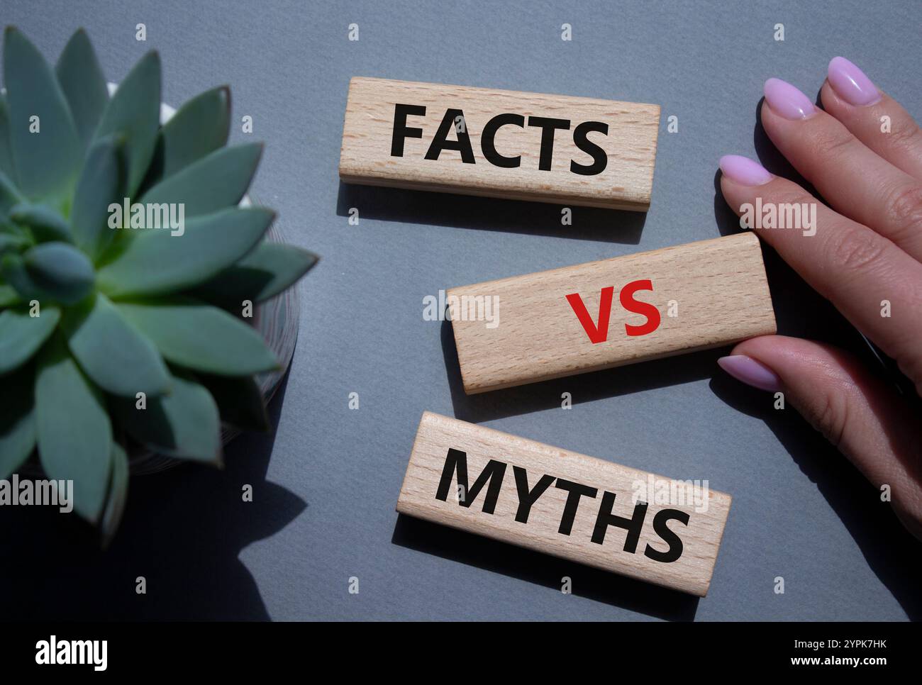 Facts vs Myths symbol. Wooden blocks with words Facts vs Myths ...
