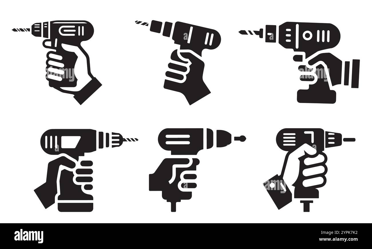Icon set of drills hi-res stock photography and images - Alamy