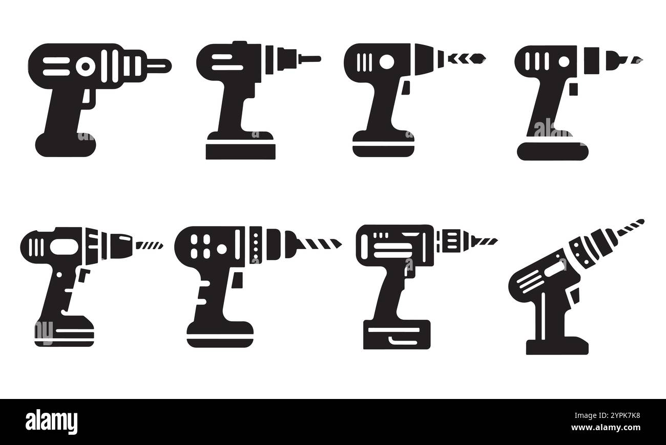 Icon set of drills hi-res stock photography and images - Alamy