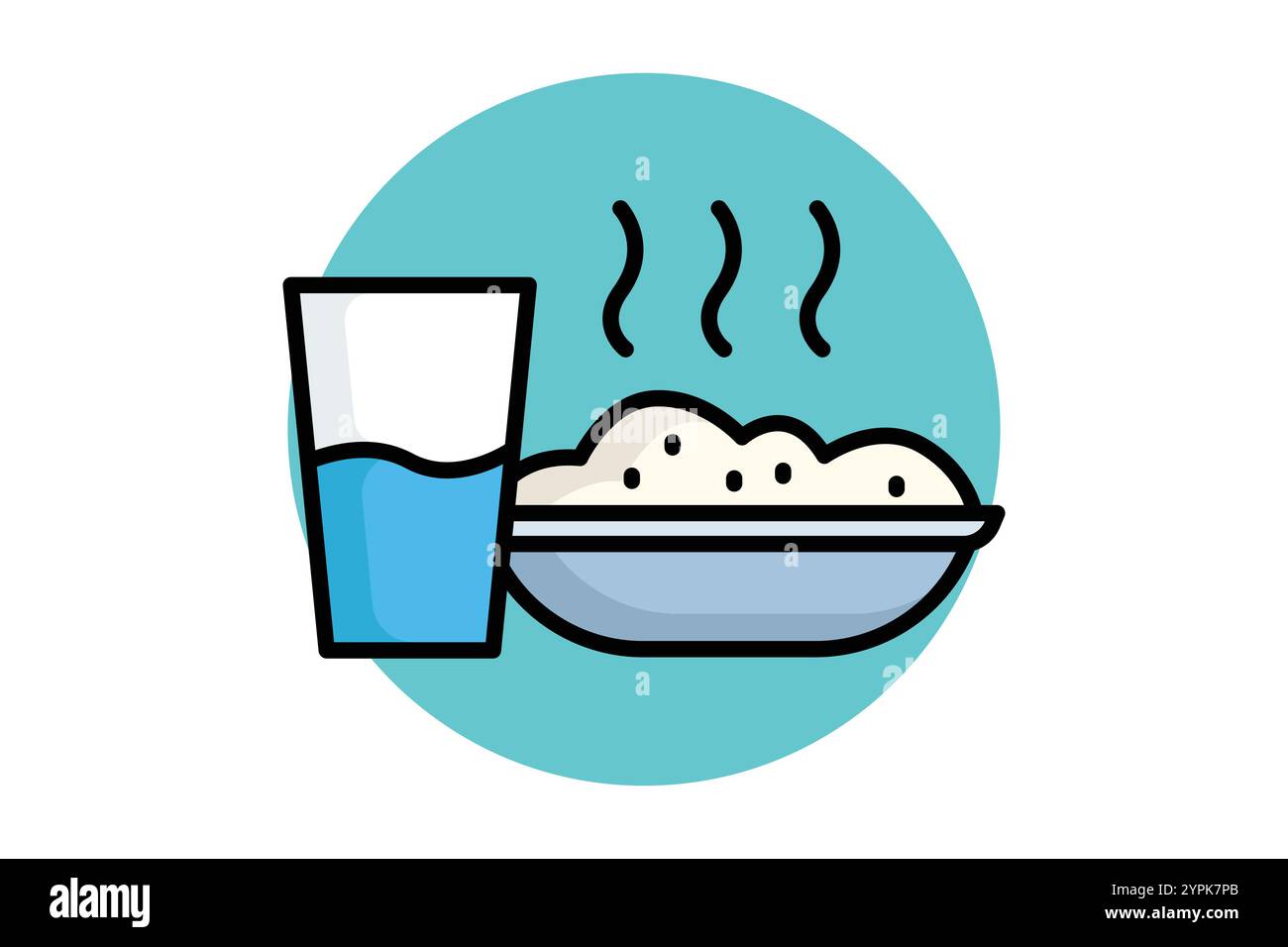 Meal icon. colored outline icon style. rice plate with glass. icon ...