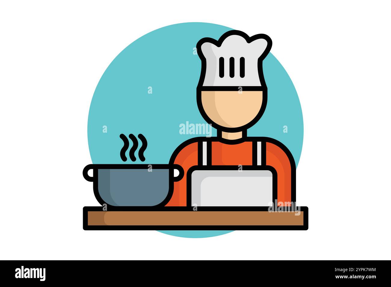 Cooking icon. colored outline icon style. chef with cooking pot. icon ...