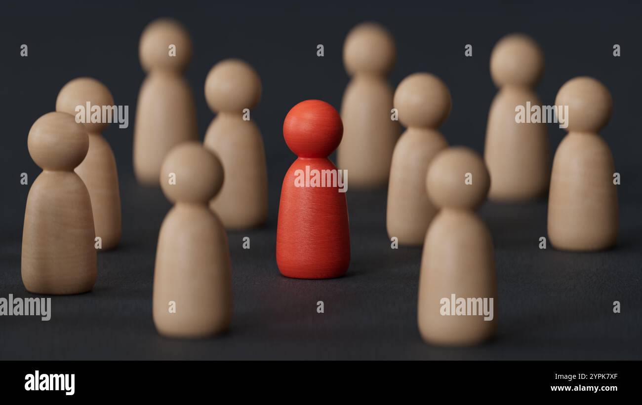 Business team leadership with one person standing out from the crowd ...