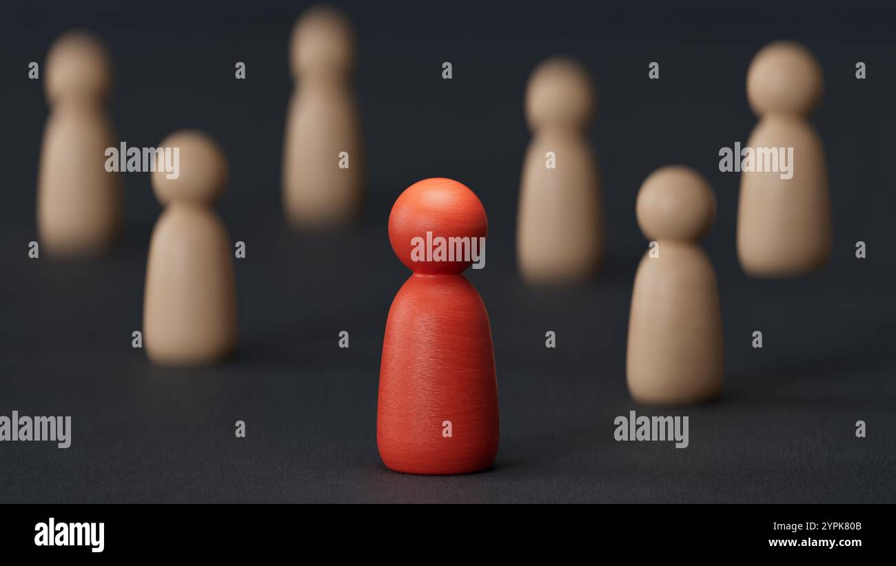 Leadership, business concept, leader teamwork and success.3D rendering ...
