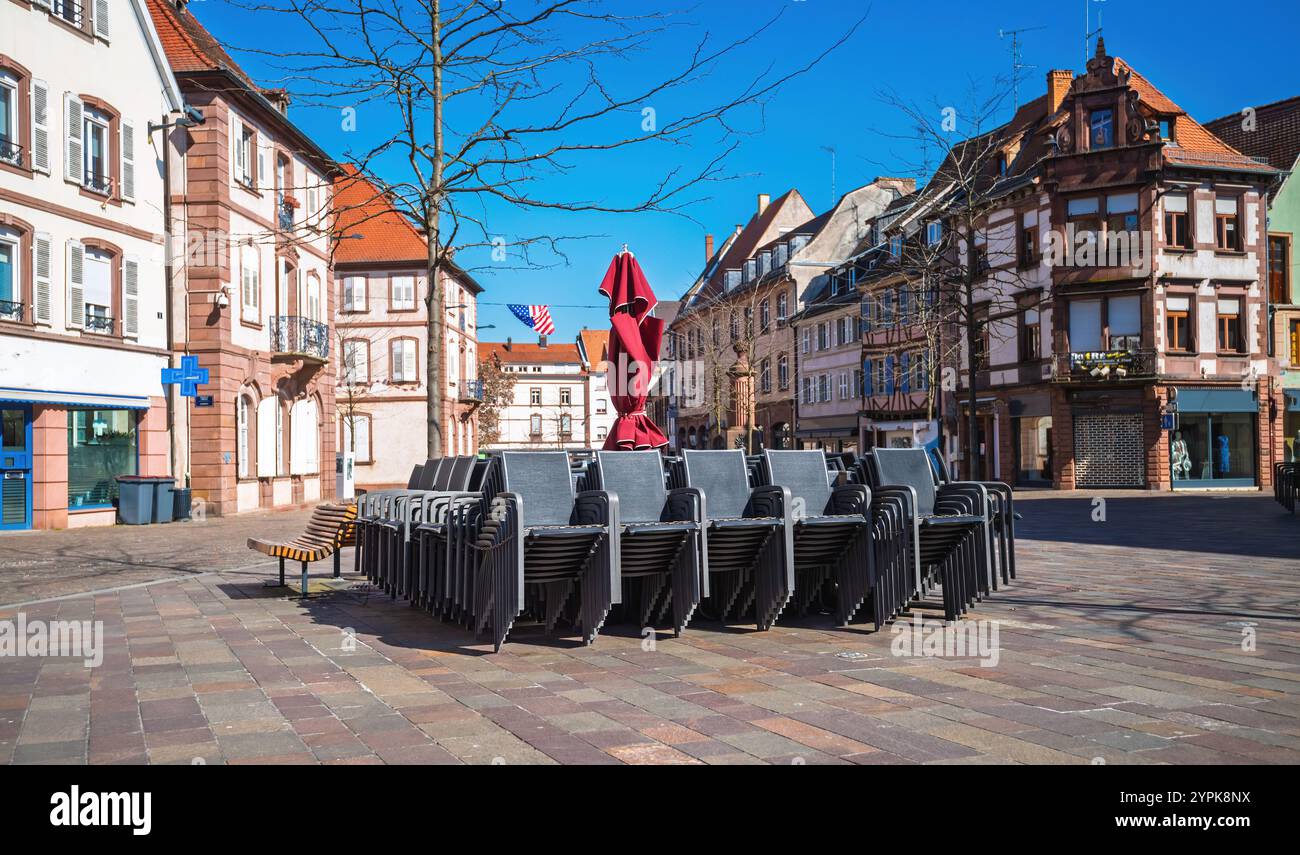 A French city under COVID measures, showing closed restaurants and ...