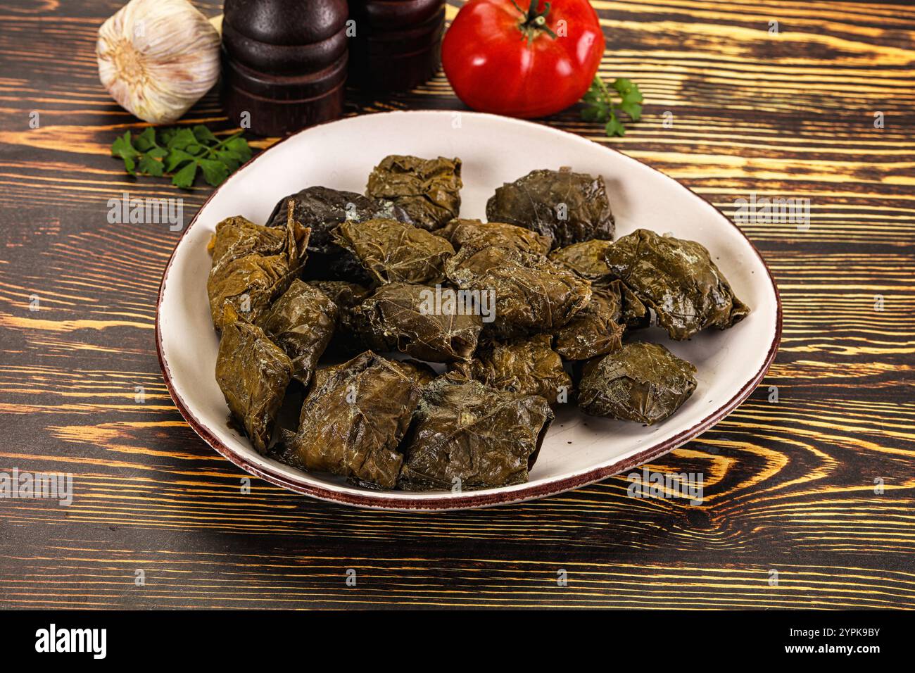 Stuffed dolma - various meat in grape leaves Stock Photo - Alamy