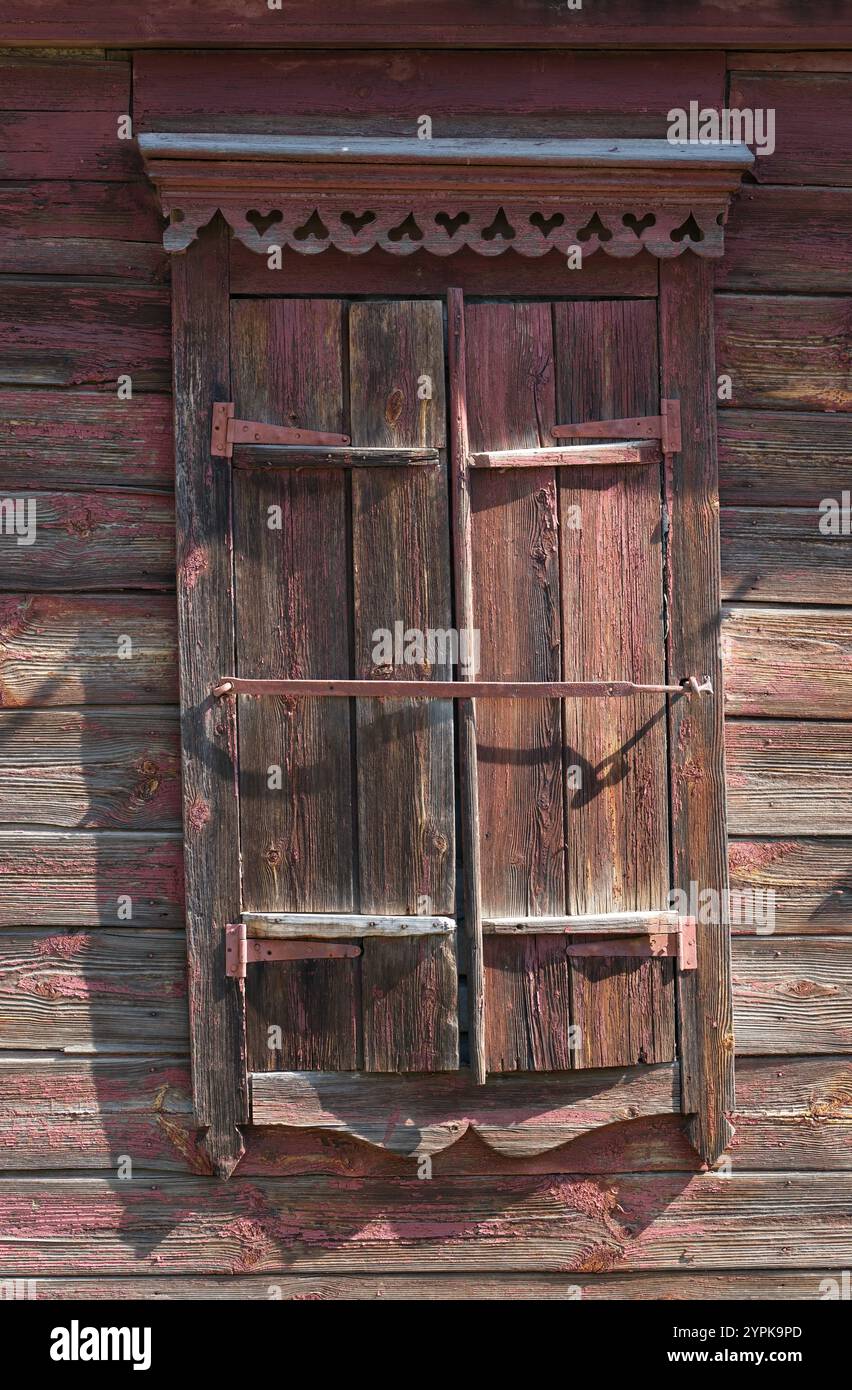 Old wooden shuttered window of an old wooden house Stock Photo - Alamy