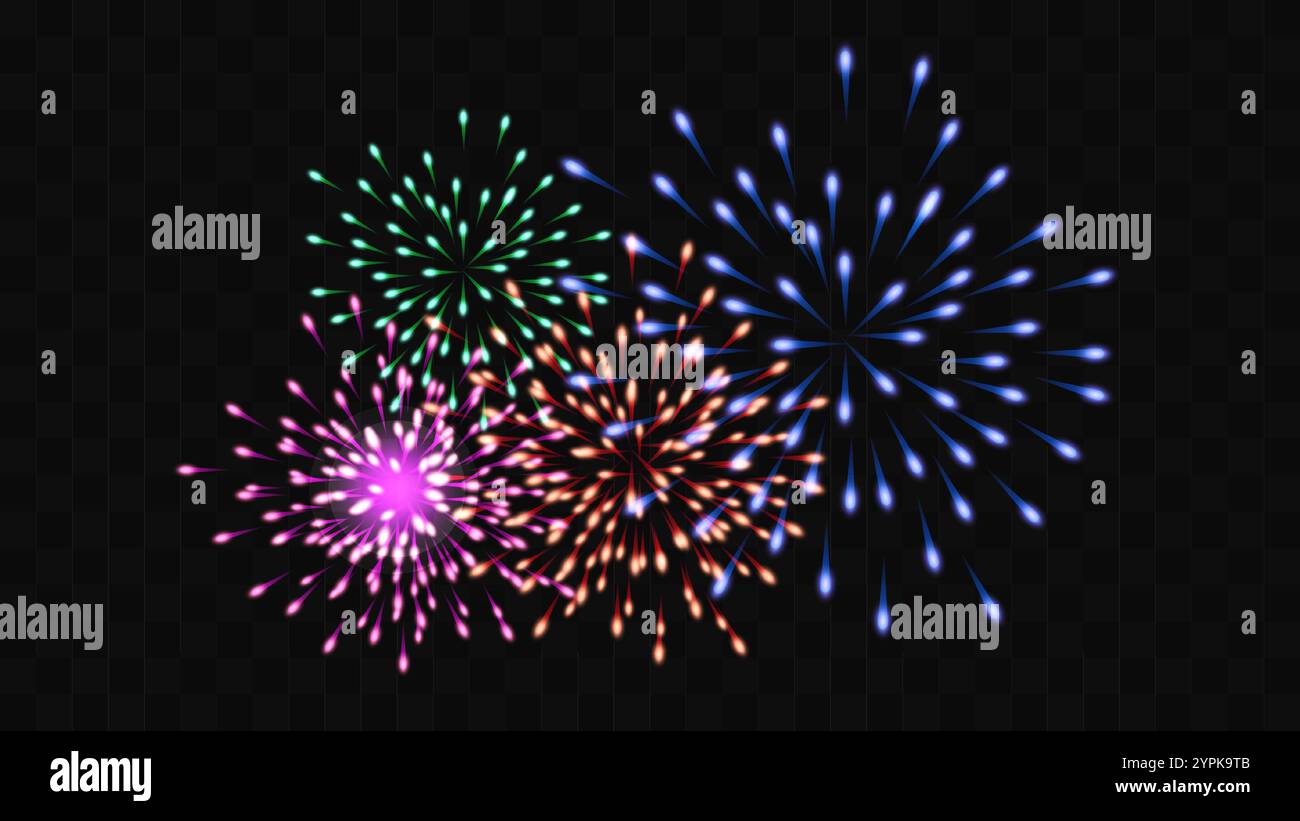 Firework festive color sparkle and twinkle on a transparent background ...
