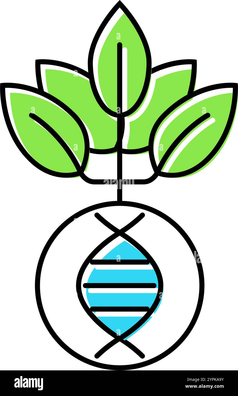 plant with dna genetic engineering color icon vector illustration Stock ...